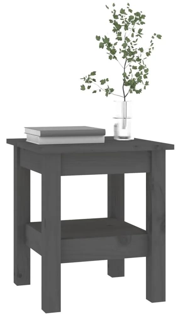 Konferenční stolek šedý 35 x 35 x 40 cm masivní borové dřevo - Default Title