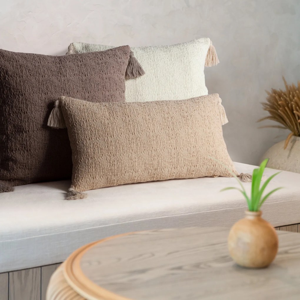 DEKORAČNÍ POVLAK NA POLŠTÁŘ BOHO 7 45X45 CM KRÉMOVÁ