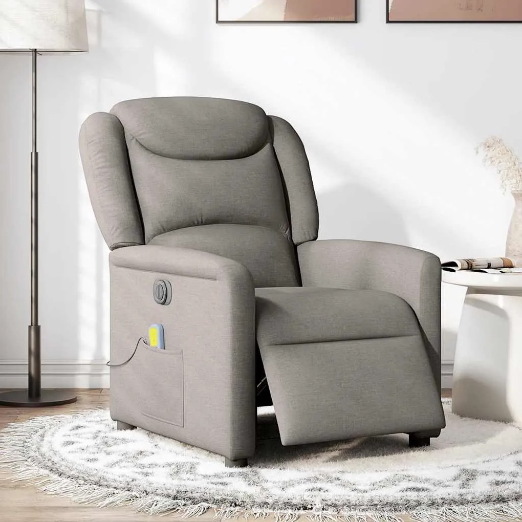 Elektrické masážní polohovací křeslo taupe textil 3303191