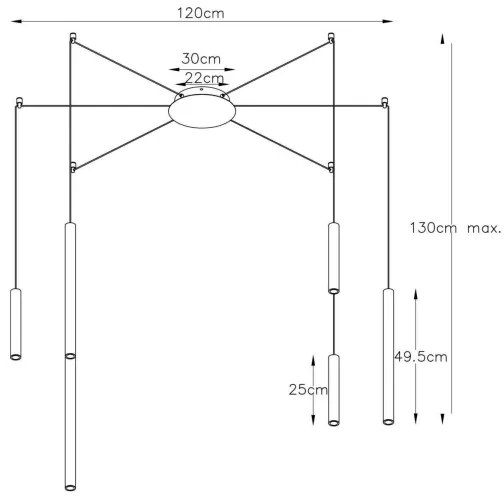 Lucide 74403/06/30 - LED Stmívatelný lustr na lanku LORENZ 6xLED/4W/230V pavouk