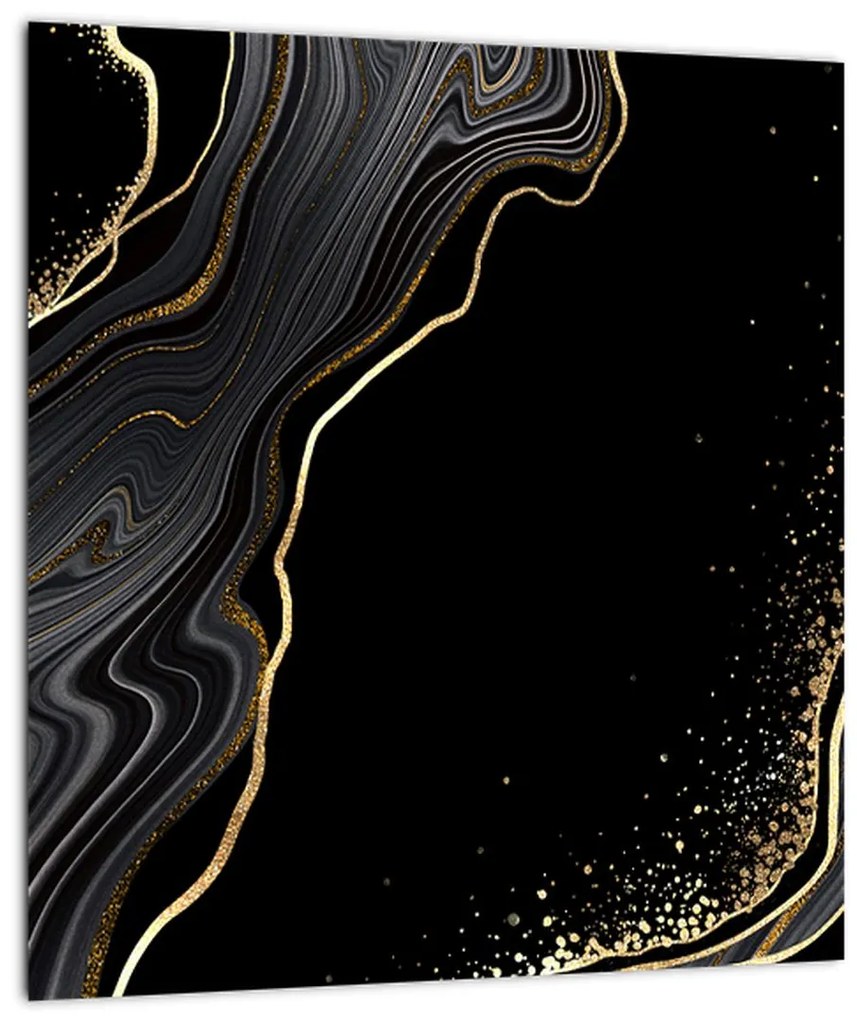 Obraz - Černo-zlatý mramor (30x30 cm)