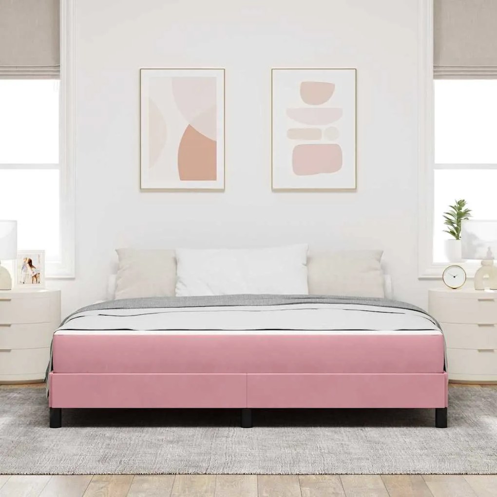 Postel s boxspringem s matrací Růžová 180 x 200 cm textil 3398712