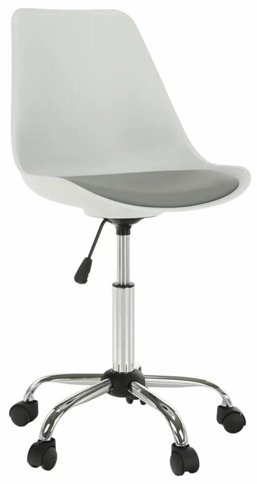 Kancelářská židle DARISA plast bílý, ekokůže šedá, kov chrom
