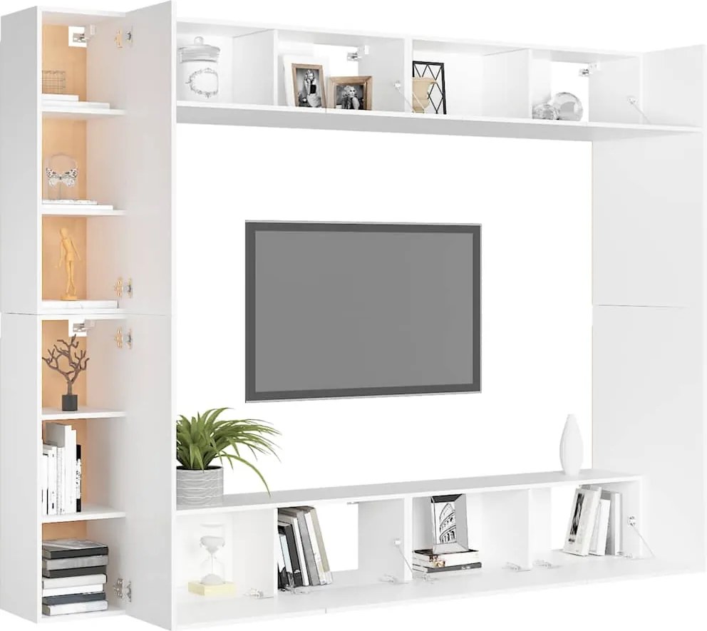 8dílný set TV skříněk bílý kompozitní dřevo 3078670