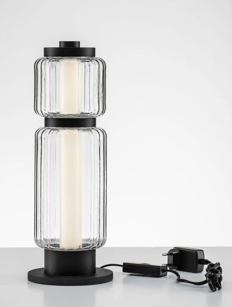 Matně černá skleněná LED stolní lampa (výška 39 cm) Liesa – Nova Luce