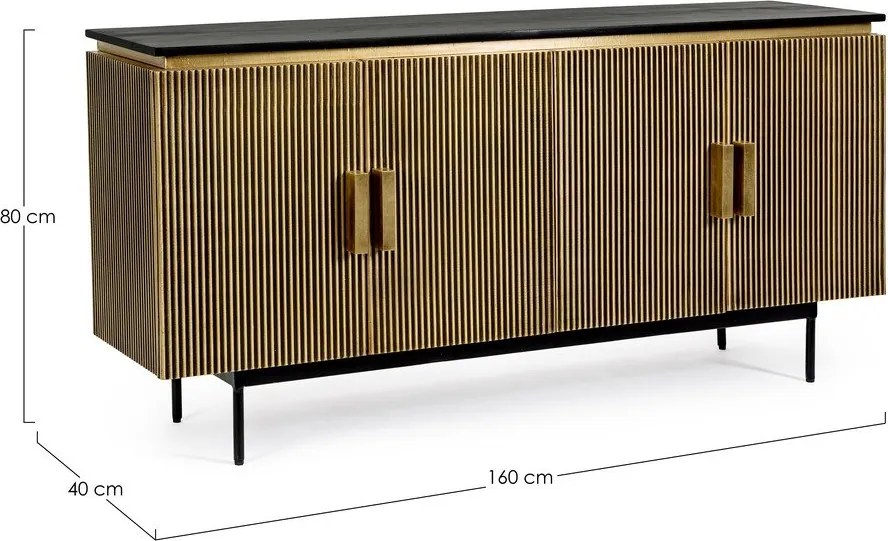 Černá/v přírodní barvě komoda 160x80x40 cm Virat – Bizzotto