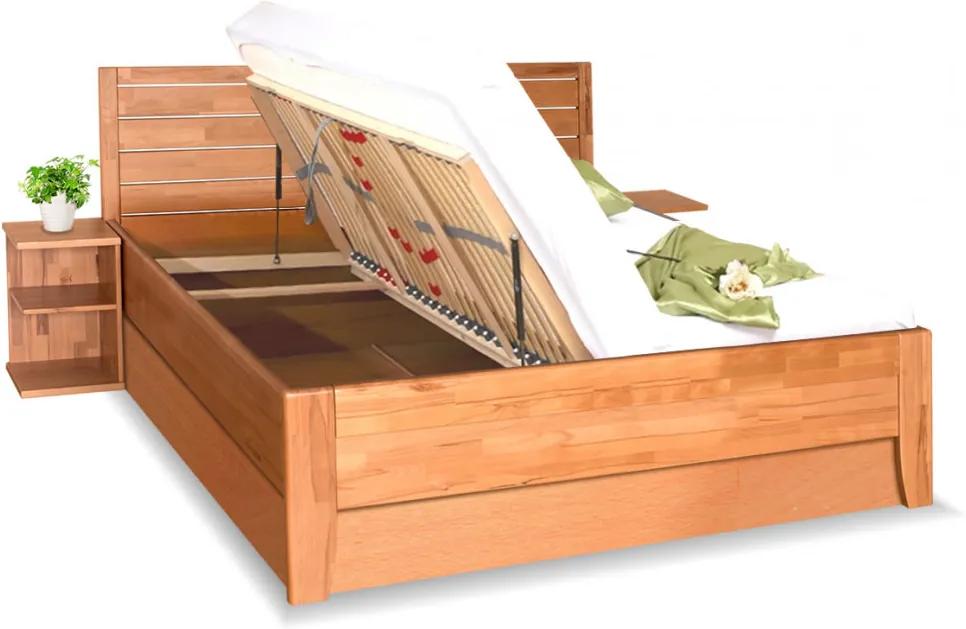 Zvýšená postel dvoulůžko Erin 1, s úložným prostorem, masiv buk , 160x200 cm