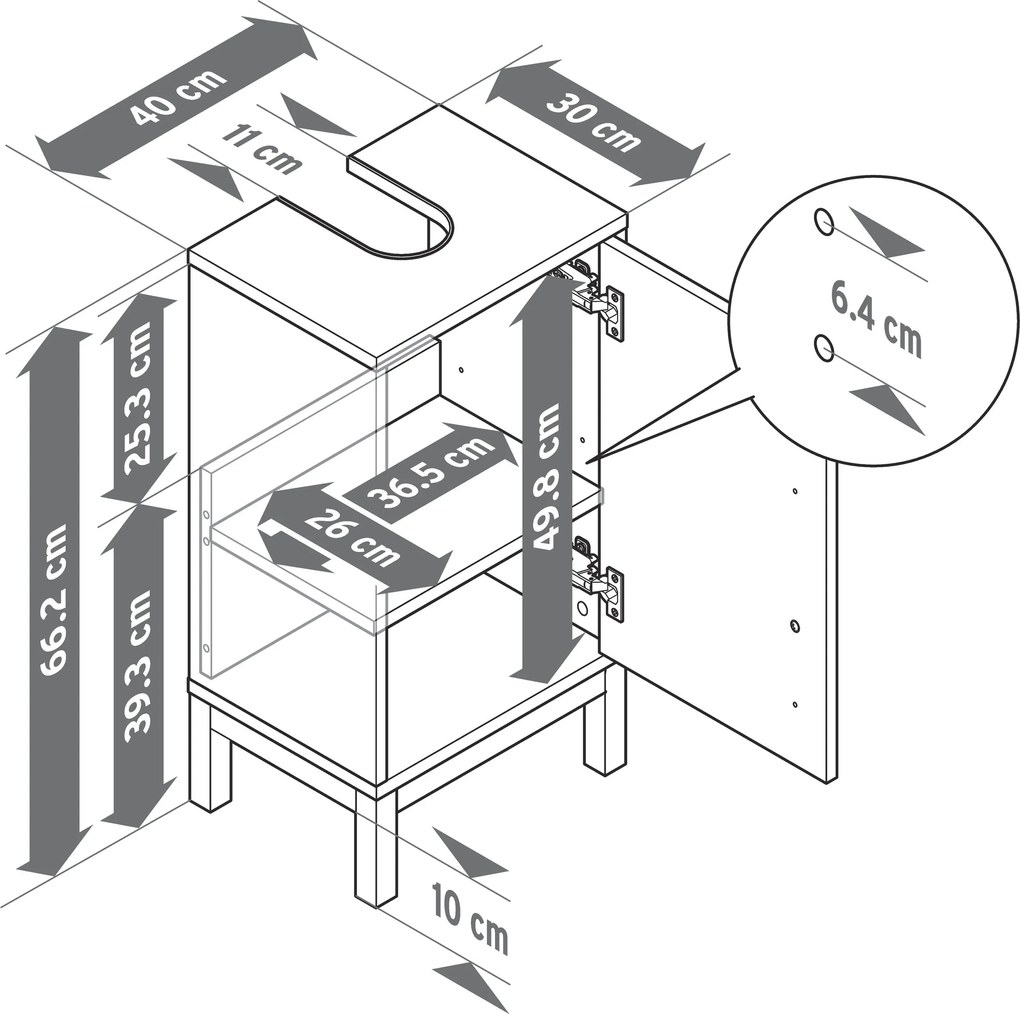 Tchibo - Malá skříňka pod umyvadlo »Eklund« - barva: bílá