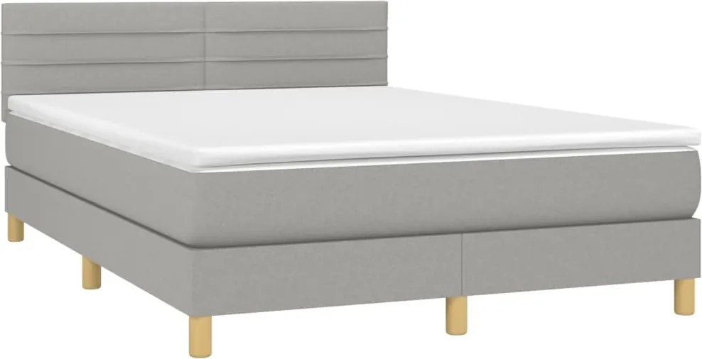 Box spring postel s matrací světle šedá 140 x 190 cm textil 3140689