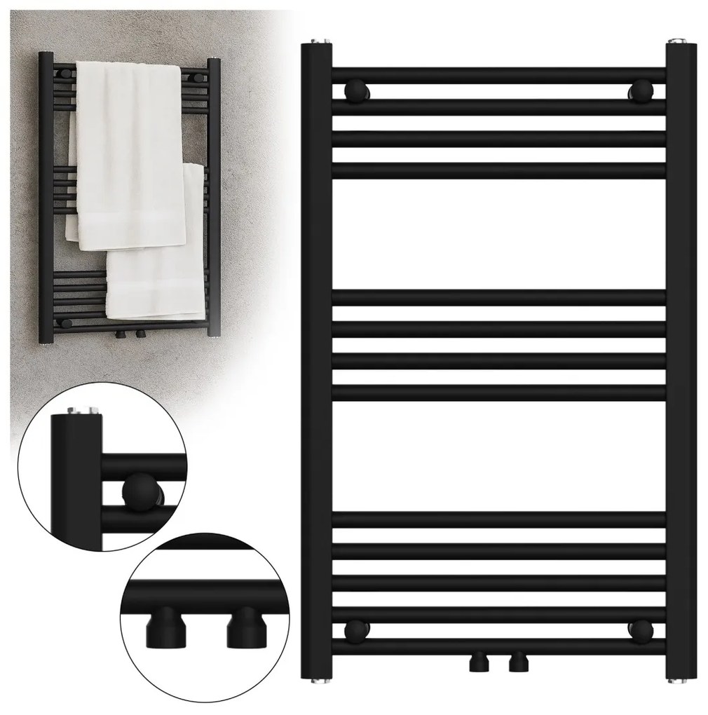 BPS-koupelny Koupelnový radiátor HYD-COR-BL-3 50x80 cm, černý
