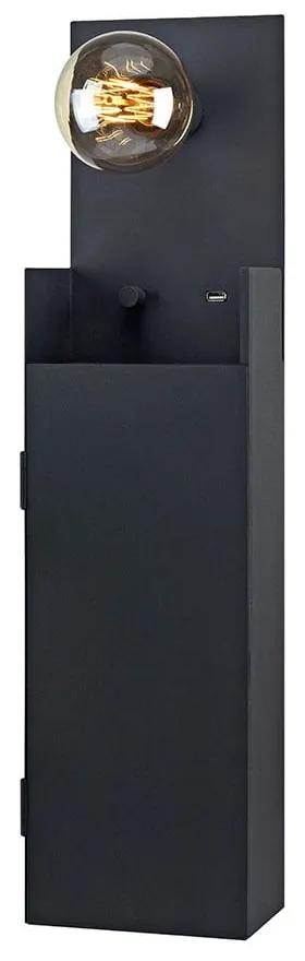 Černé nástěnné světlo se skříňkou Markslöjd Combo