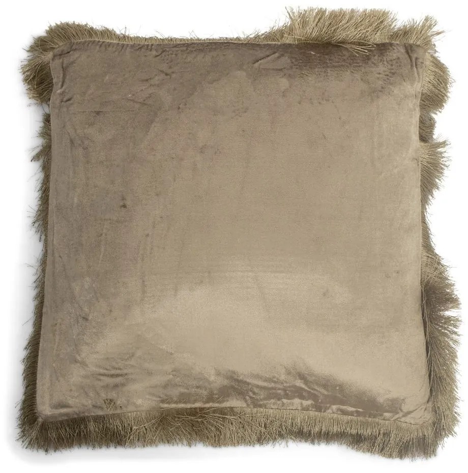 Taupe sametový polštář s třásněmi Smock - 45*45*10cm