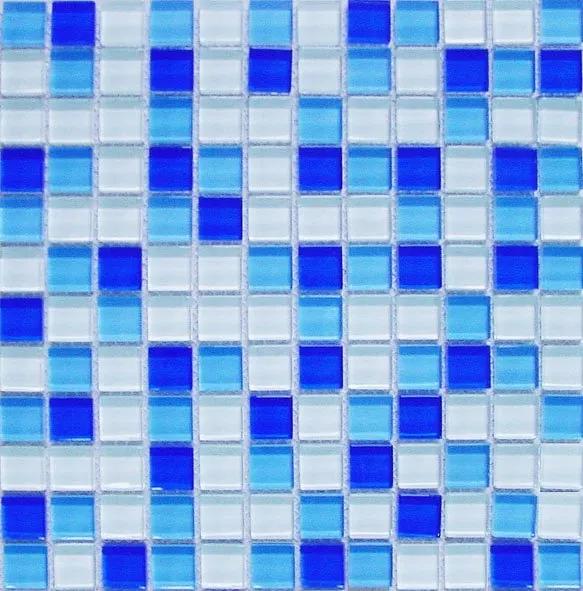 Maxwhite ASHS255 Mozaika skleněná, bílá, modrá 29,7 x 29,7 cm