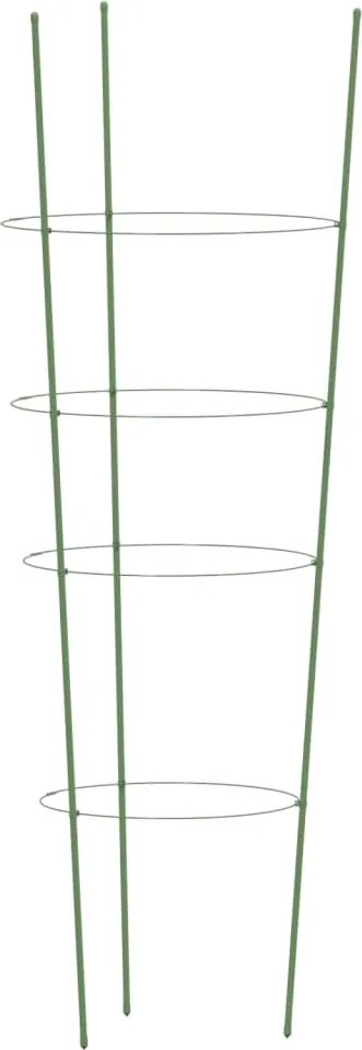 Opory pro zahradní rostliny se 4 kroužky 5 ks zelené 90 cm ocel 319375