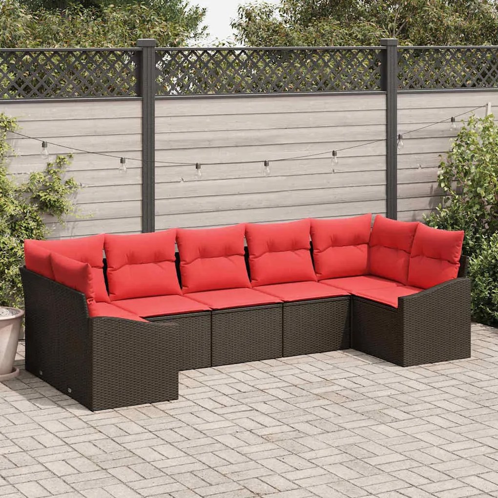 Set pohovek 7 ks Hnědá polyratan 3346874