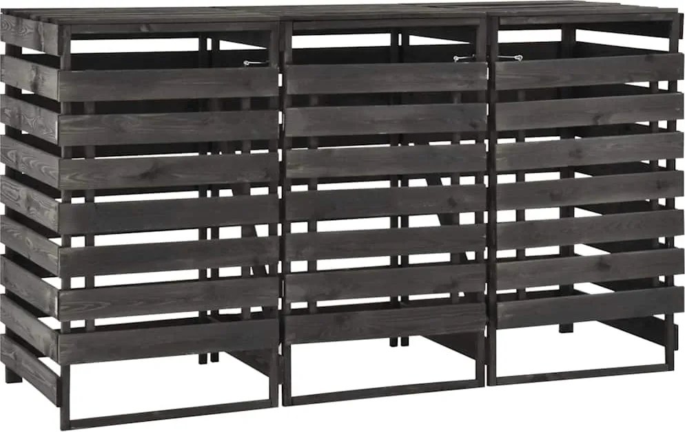 Přístřešek na tři popelnice 210x75x121 cm natřené borové dřevo 315412