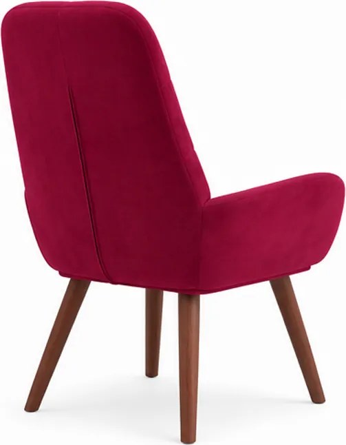 relaxační křeslo, odpočinkové, dřevo/kov/textil, 96x69x78 cm, nohy tmavé/vínová, Dekorino KR20260050