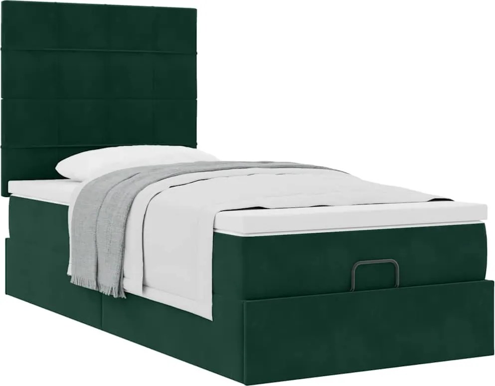 Osmanský rám postele s matracemi tmavě šedá 80x200cm samet 3313436