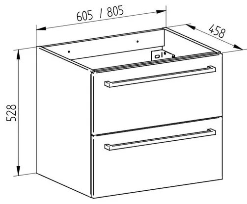 EBS Pure Skříňka s keramickým umyvadlem slim 61 cm, dub Ribbeck/bílá S_PURESL61R