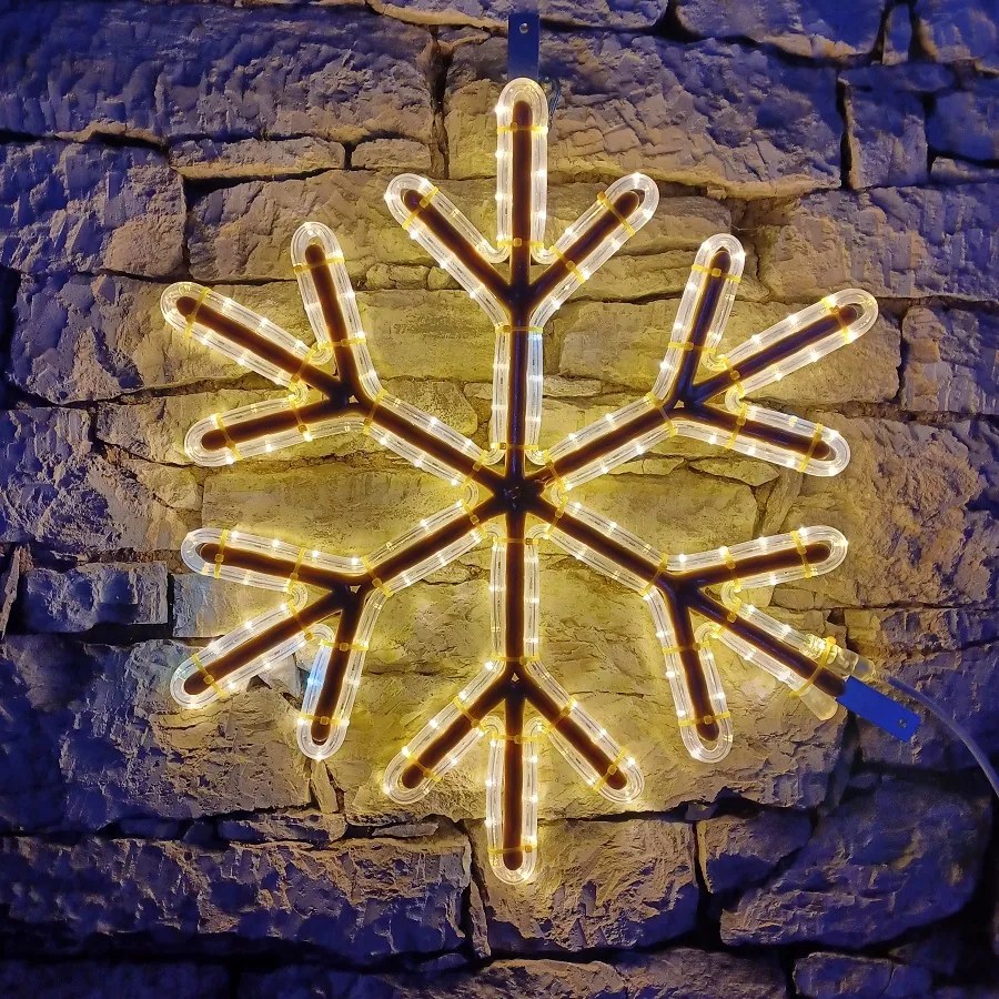 Easy Fix 2D LED světelná vločka VIII., Ø 67 cm, teple bílá s FLASH, závěsný, 3D tisk, IP67