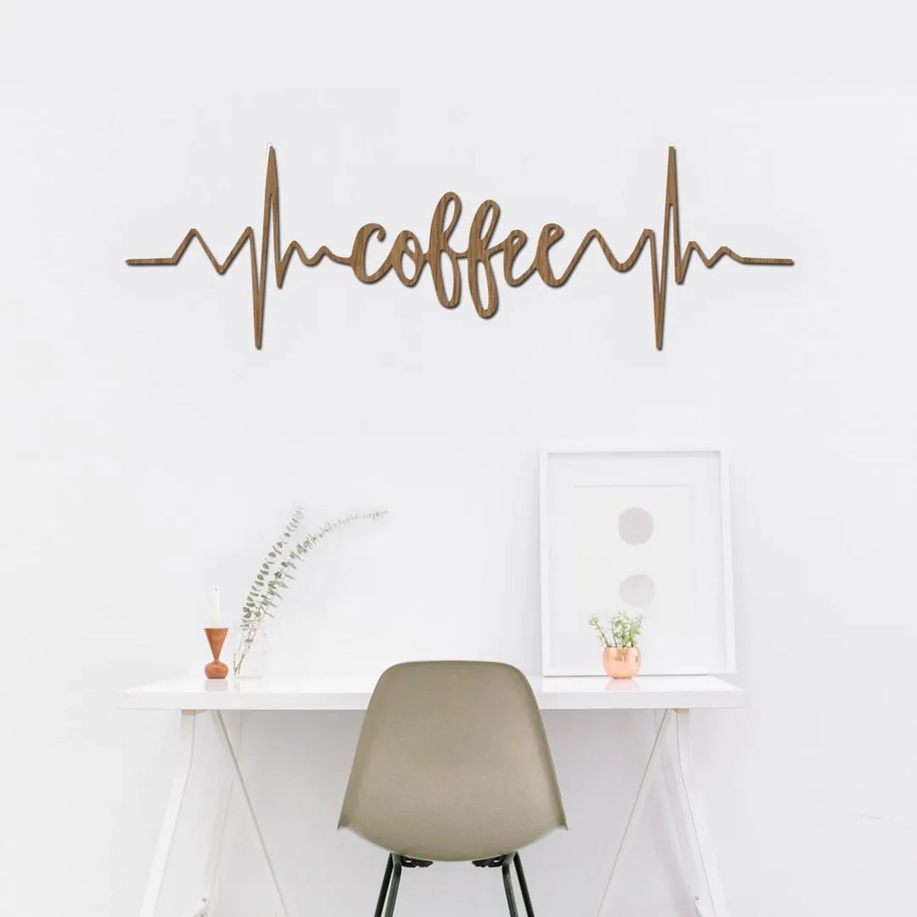 dřevo života Dřevěná dekorace COFFE PULSE Zvolte rozměr (cm): 40x12, Zvolte barvu dekoru: Bílá
