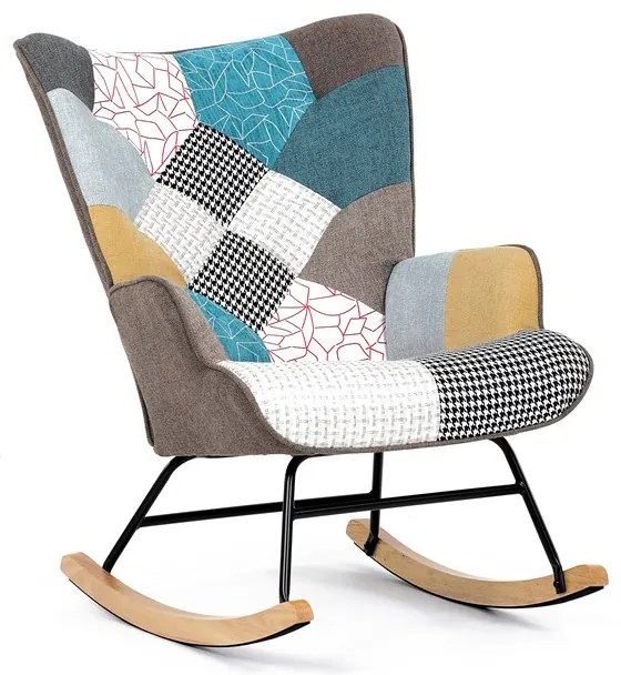 Houpací křeslo VENTURA - patchwork látka Barva: Vícebarevná