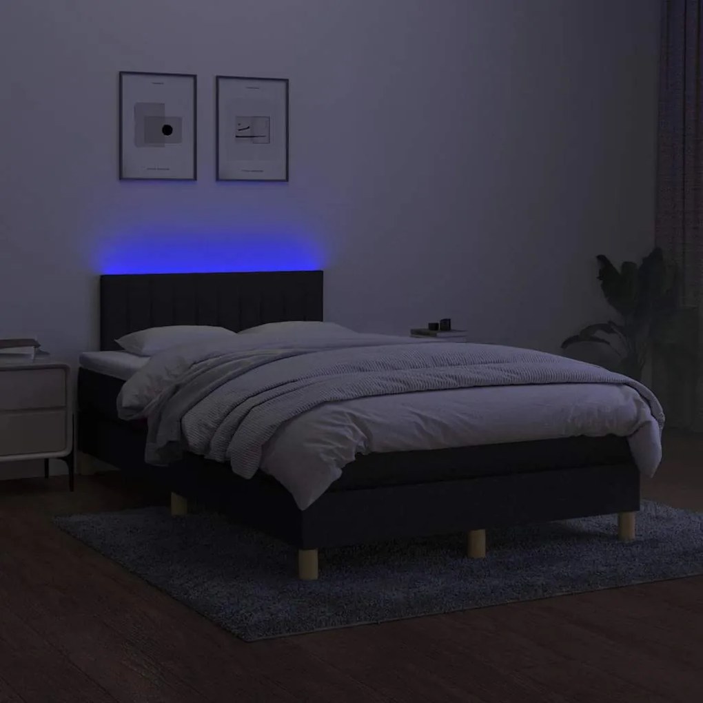 Box spring postel s matrací a LED černá 120x190 cm textil 3270104