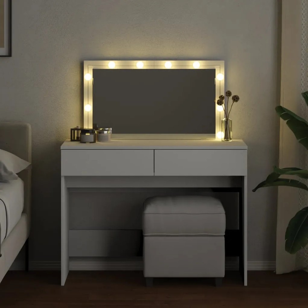 Toaletní Stolek S Led Bílý 100 X 40 X 120 Cm