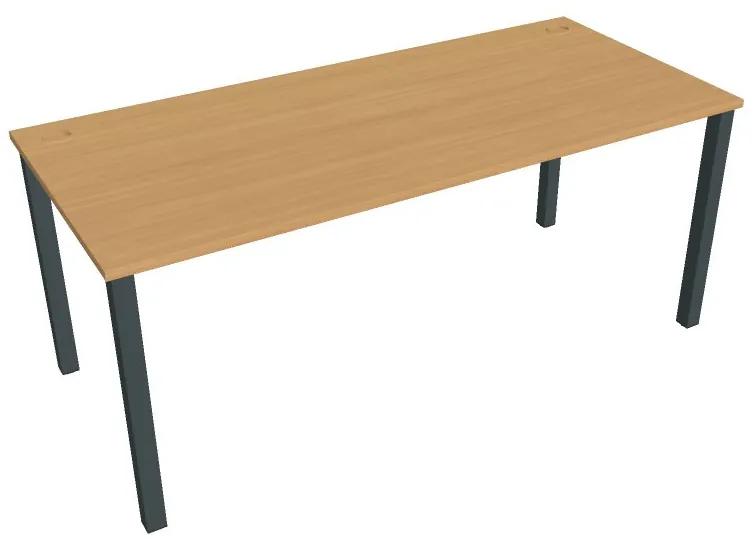 Stůl pracovní rovný 180 cm - Hobis Uni US 1800 Dekor stolové desky: buk, Barva nohou: černá