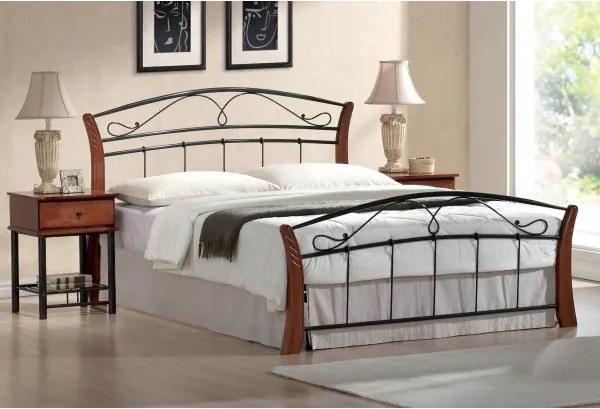 Manželská postel dvoulůžko ATLANTA, dřevo-kov, 160x200 KN nábytek