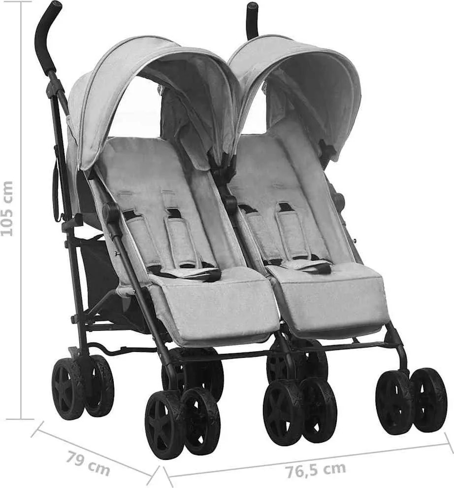 vidaXL Dvojitý kočárek ocel [10235] Barva: taupe