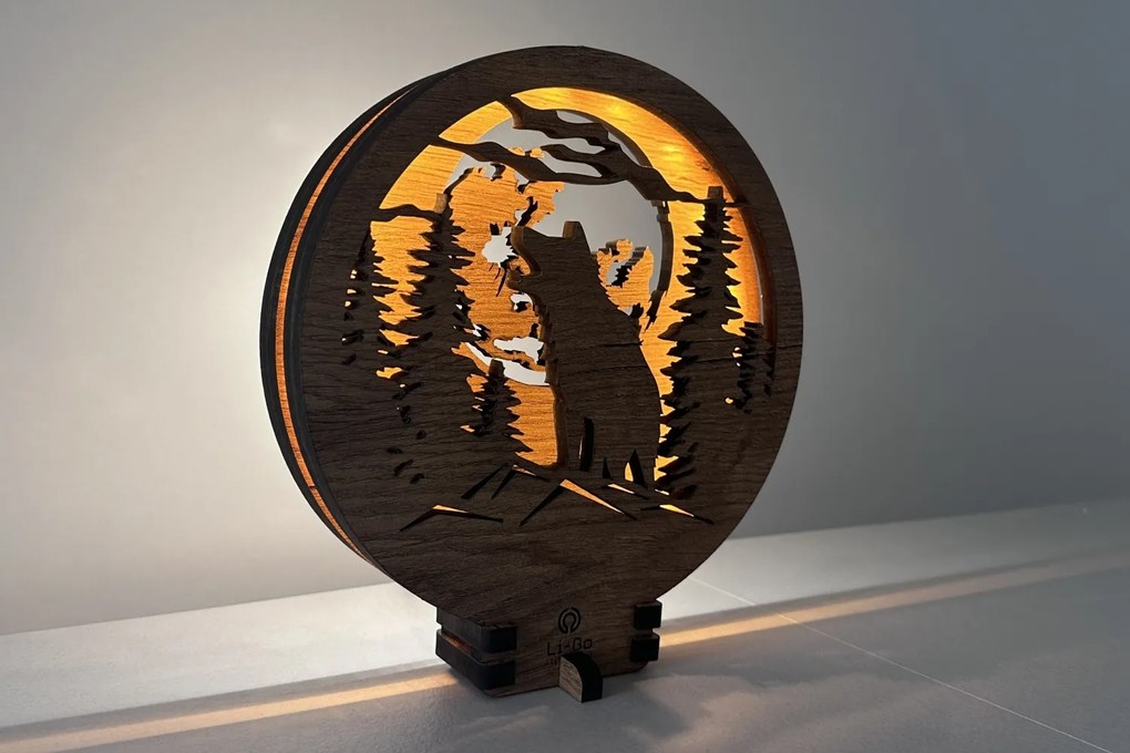 Li-Go "Vlk a měsíc" lampa 20x22cm provedení povrchu: černá s patinou
