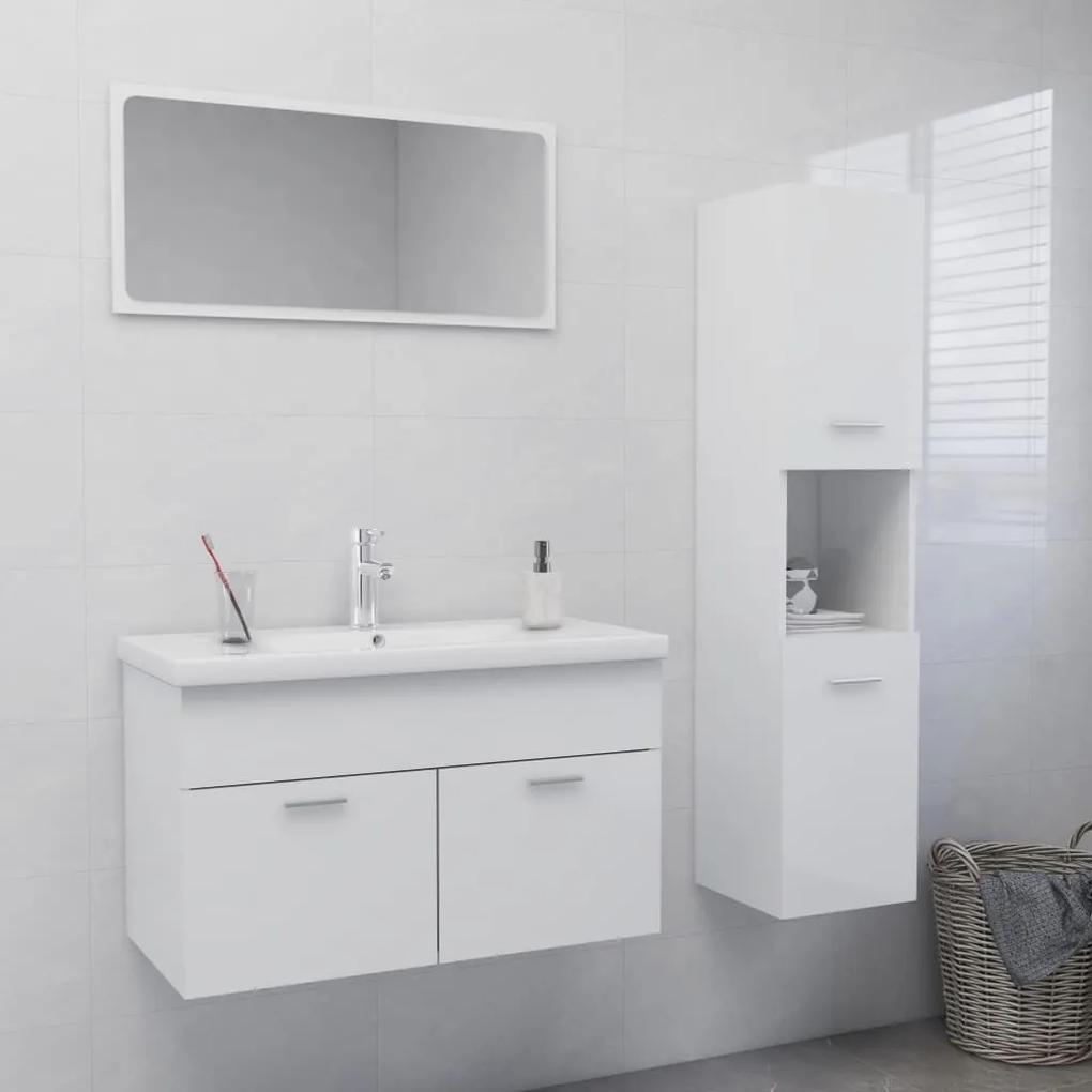 3071150 vidaXL Set koupelnového nábytku bílý s vysokým leskem dřevotříska