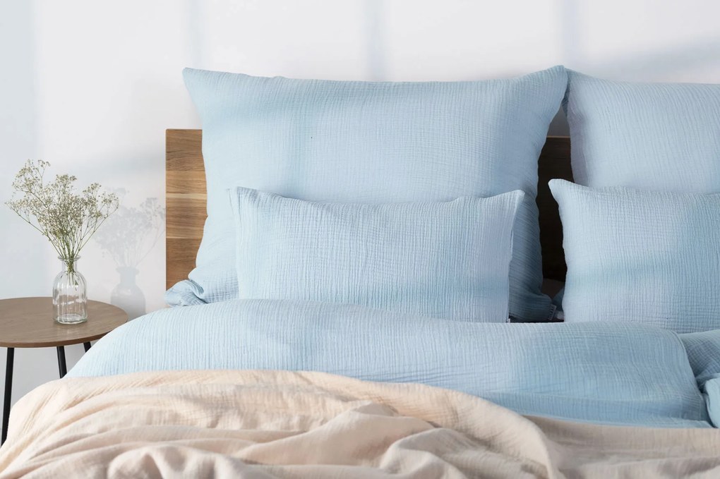 Celoroční mušelínové povlečení Ice Blue - GOTS Velikost: 220 x 200 + 2 x 70 x 90