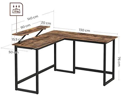 Goleto Rohový počítačový stůl | 140 x 130 x 76/91,5 cm