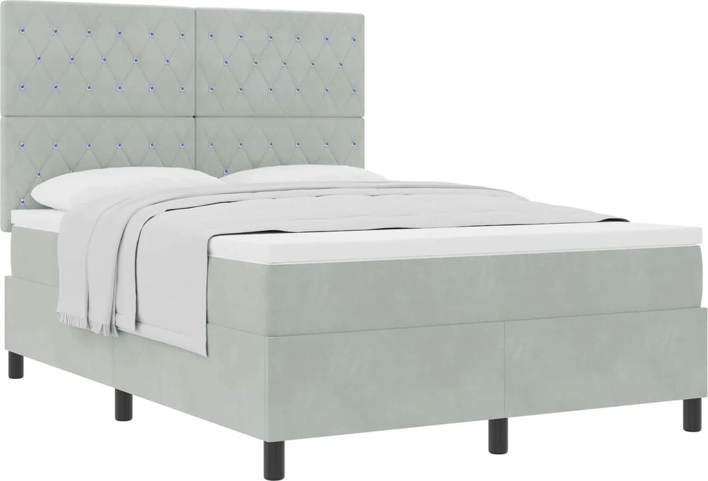 Postel s boxspringem s matrací Světle šedá 160 x 200 cm samet 3339776