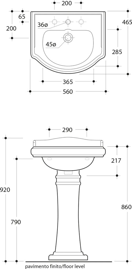 Kerasan, RETRO keramické umyvadlo 56x46, 5cm, 104501