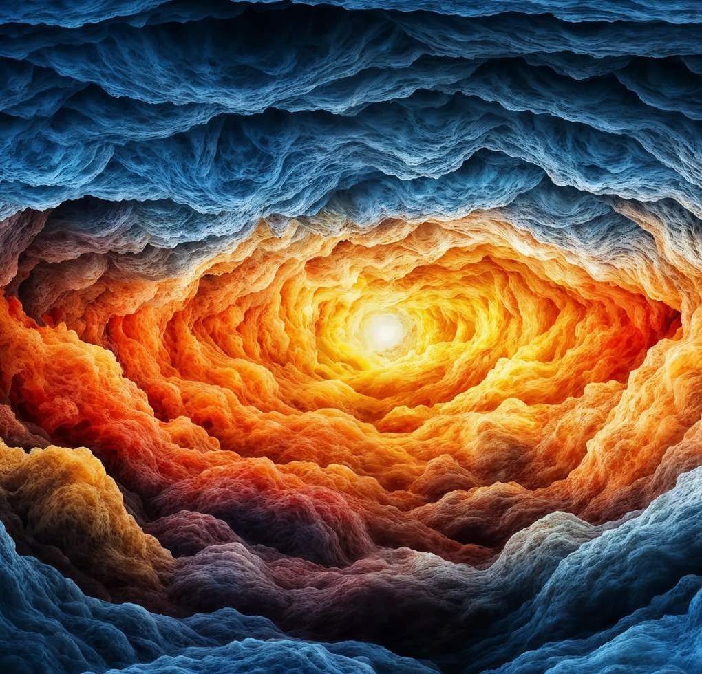 Obraz na plátně - Za světlem skrz jeskyni FeelHappy.cz Velikost obrazu: 210 x 70 cm