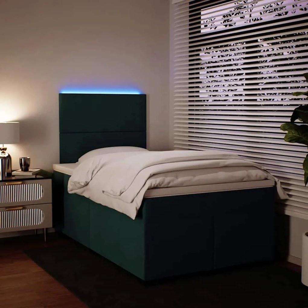 Box spring postel s matrací tmavě zelená 120x190 cm samet 3293155