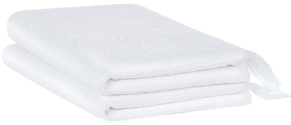 Sada 2 bavlněných froté ručníků bílé ATIU Beliani
