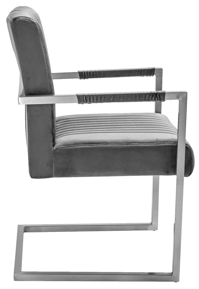 Konferenční židle Asteg s područkami, nerez, šedý samet