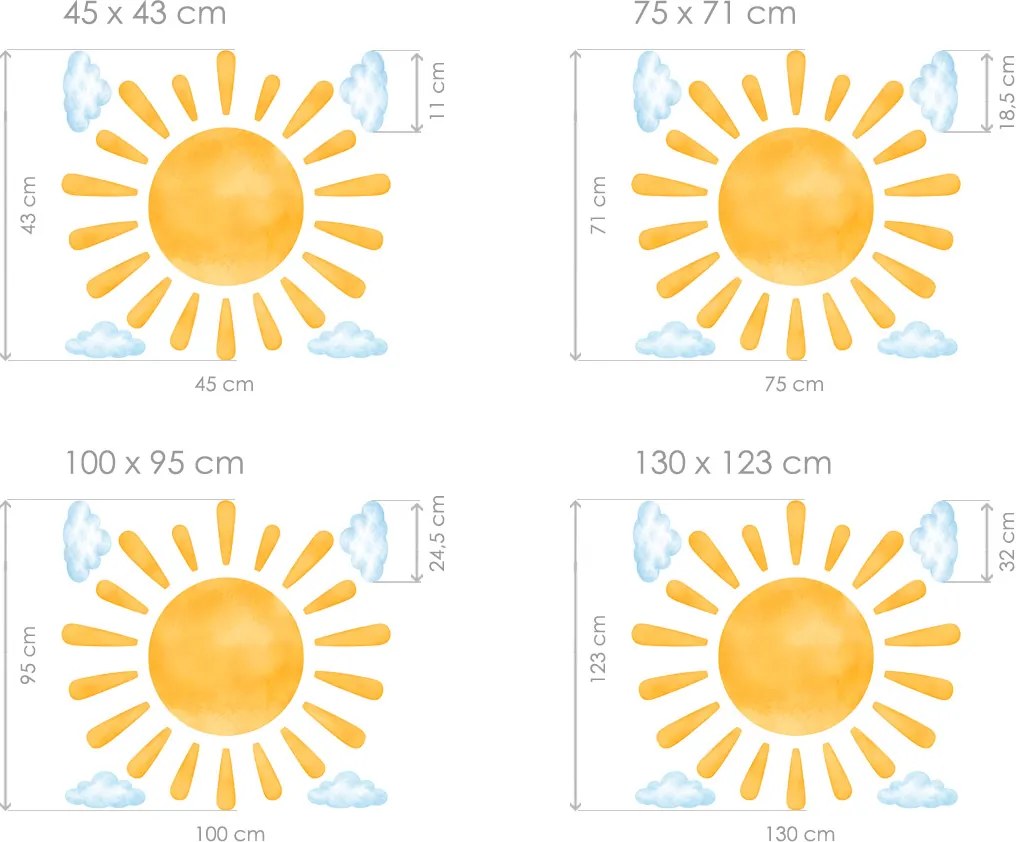 Slunce samolepka na zeď arch 75 x 71 cm
