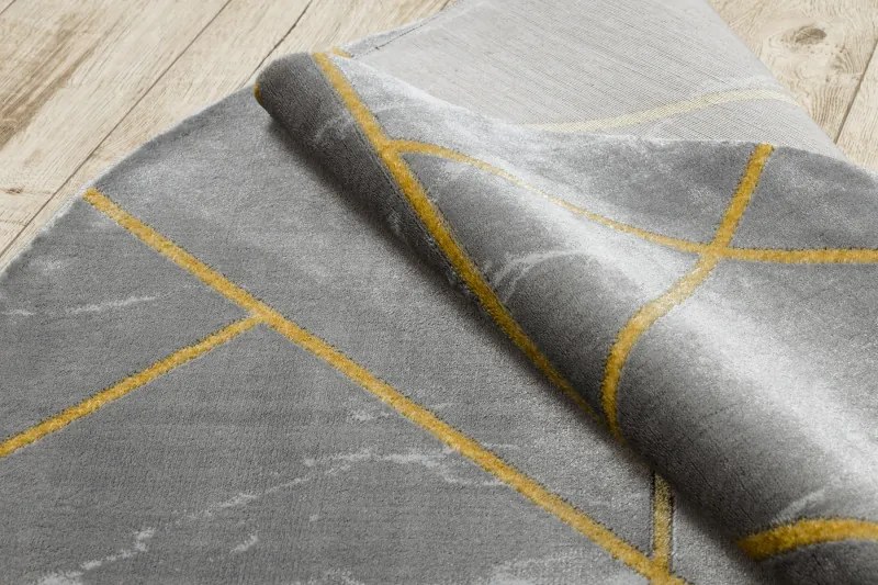 Dywany Łuszczów, Kusový koberec Emerald geometric 1012 grey and gold kruh, 200x200 (průměr) kruh, šedá, chodba / předsíň