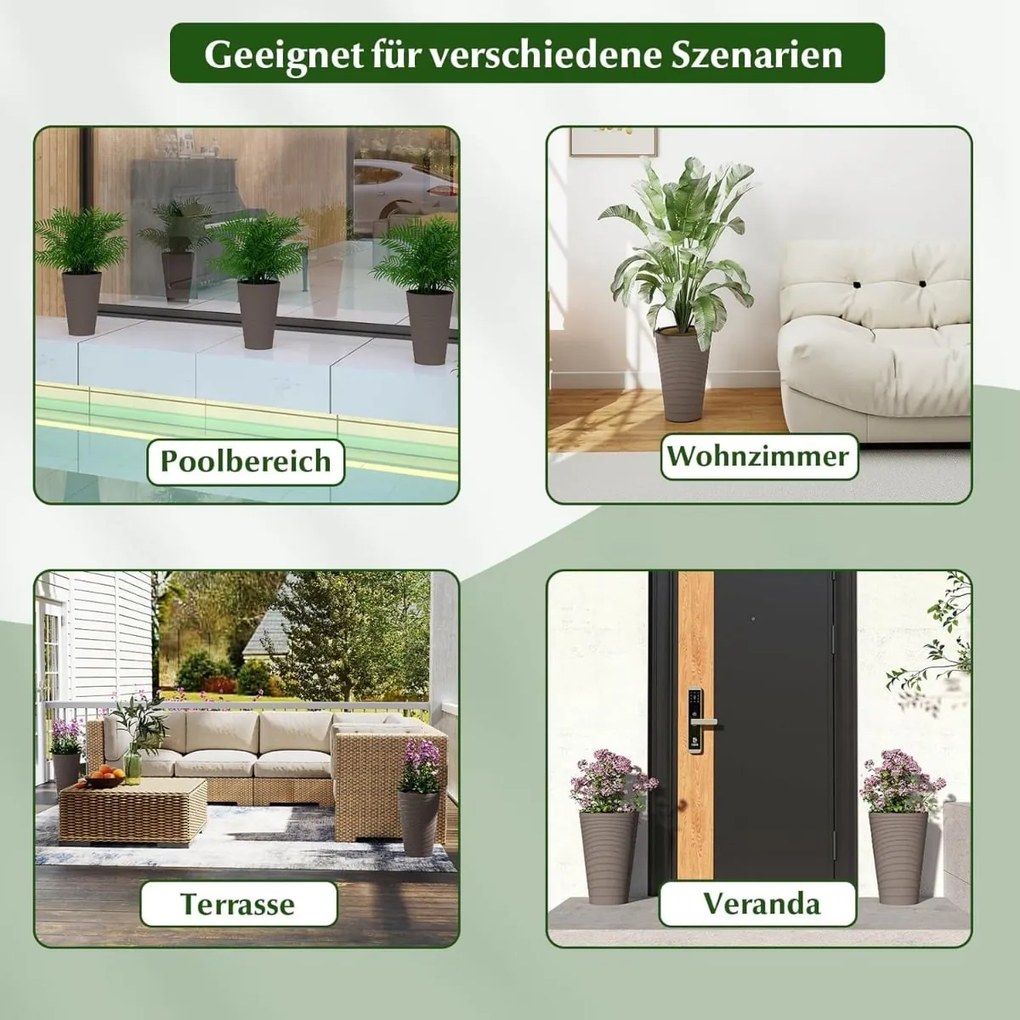 Costway 2 květináč s vnitřním květináčem 45 cm vysoké kulaté květináče odolné