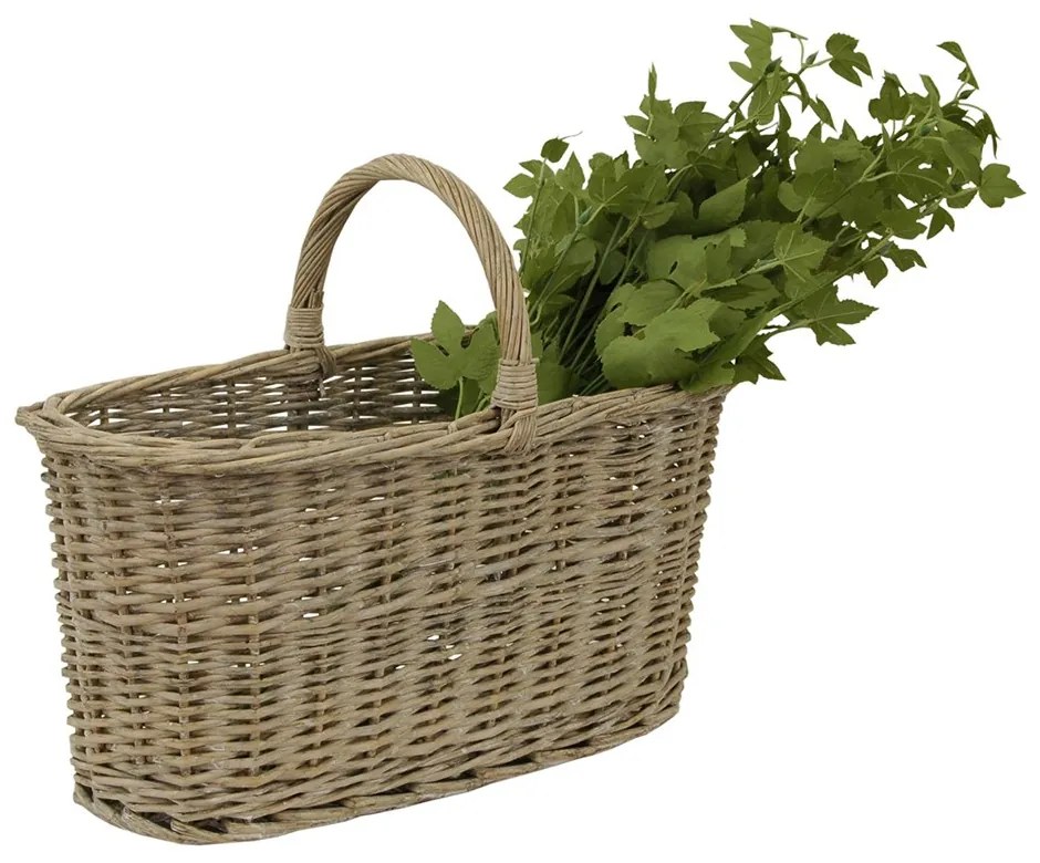 Přírodní oválný ratanový koš s uchem Antia - 51*22*40 cm
