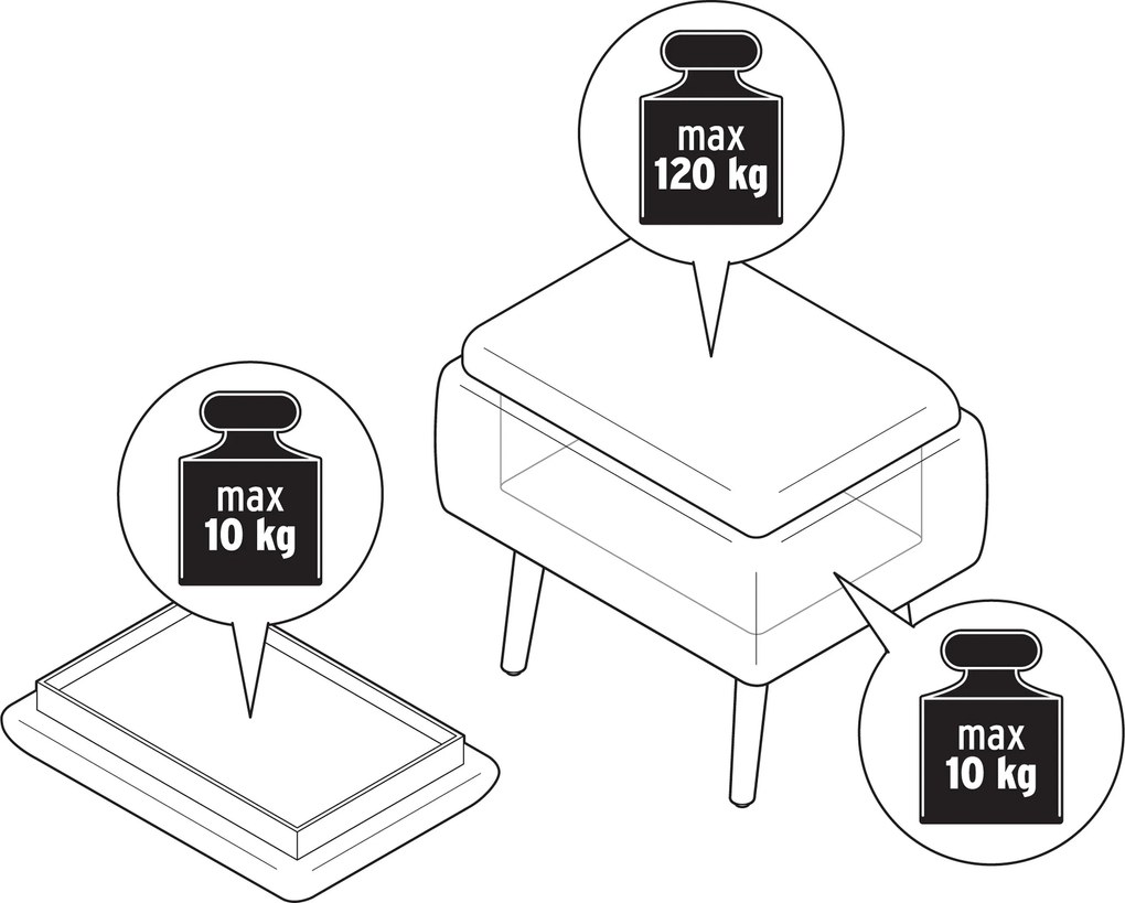 Tchibo - Taburet s úložným prostorem - barva: bílá