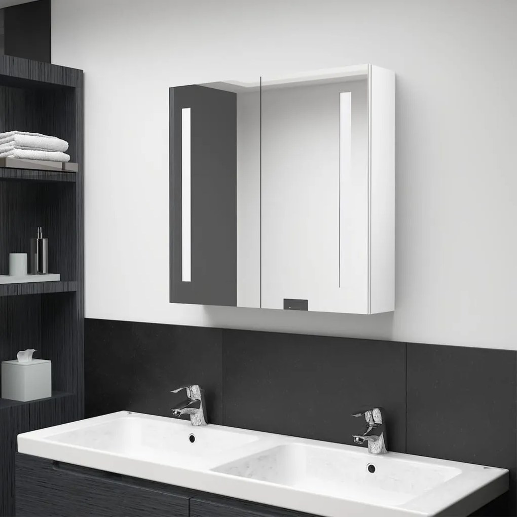 326524 vidaXL LED koupelnová skřínka se zrcadlem zářivě bílá 62 x 14 x 60 cm