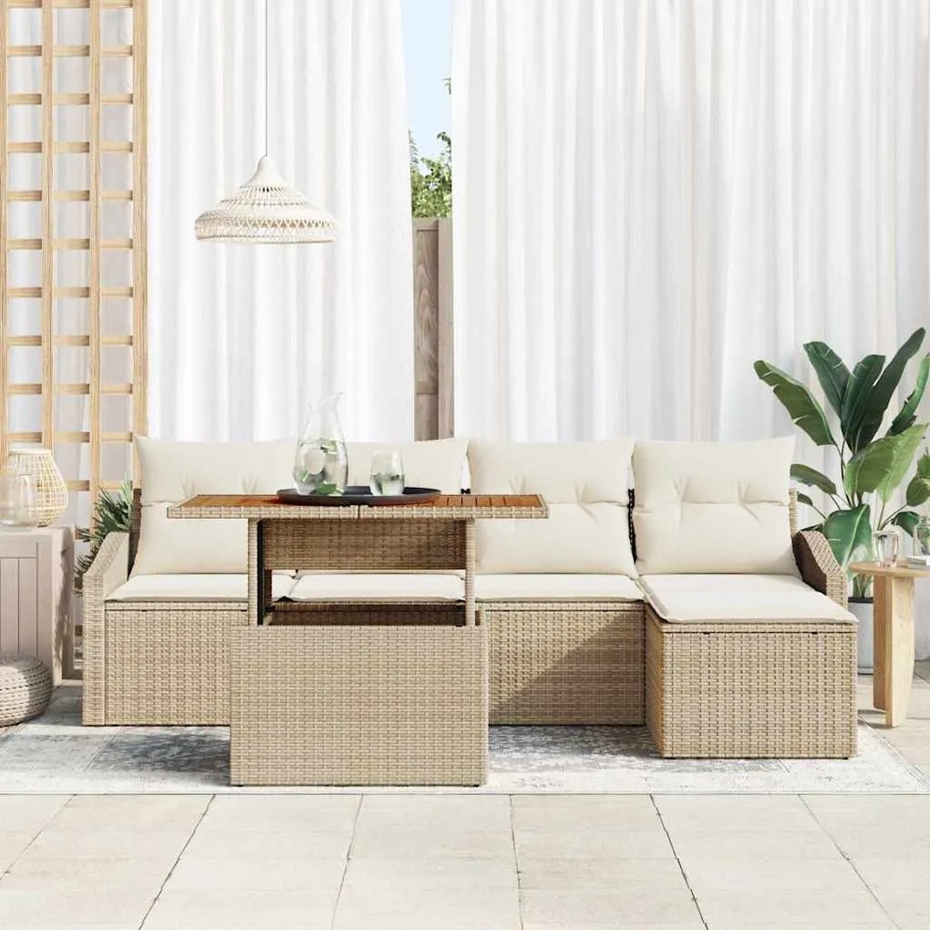 Sada zahradních pohovek 6 ks Béžová Poly ratan 3358563