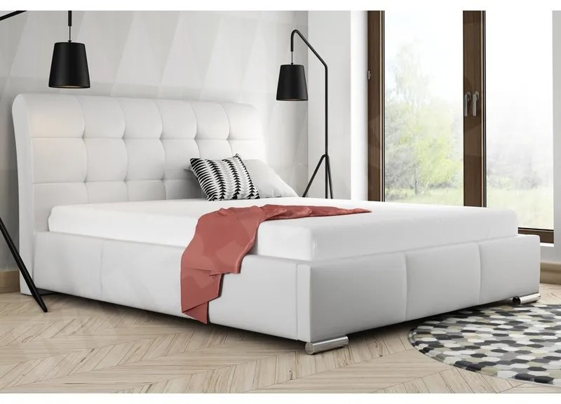 Čalouněná manželské postel Pilatus, Rozměr postele: 140x200, Barva:: ekokůže Soft 011 (černá)