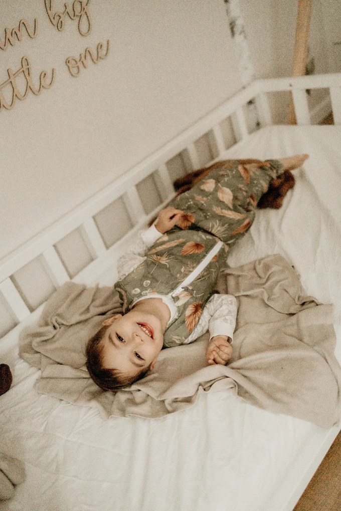 Sleepee Celoroční spací pytel s nohavicemi BOHO, ZELENÝ z bavlny Zvolte rozměr: S (1 - 2 roky)